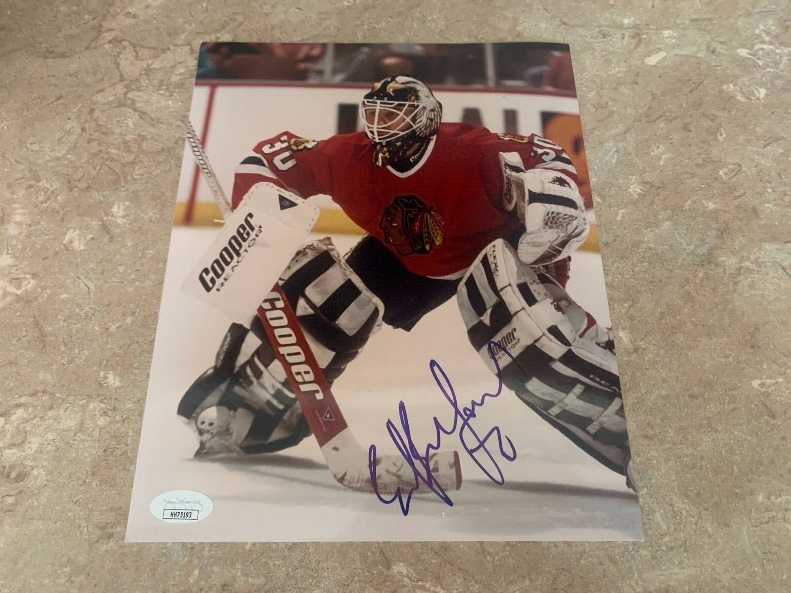 Ed Belfour Chicago Blackhawks Autographed 8x10 Rookie Photo JSA COA # ...