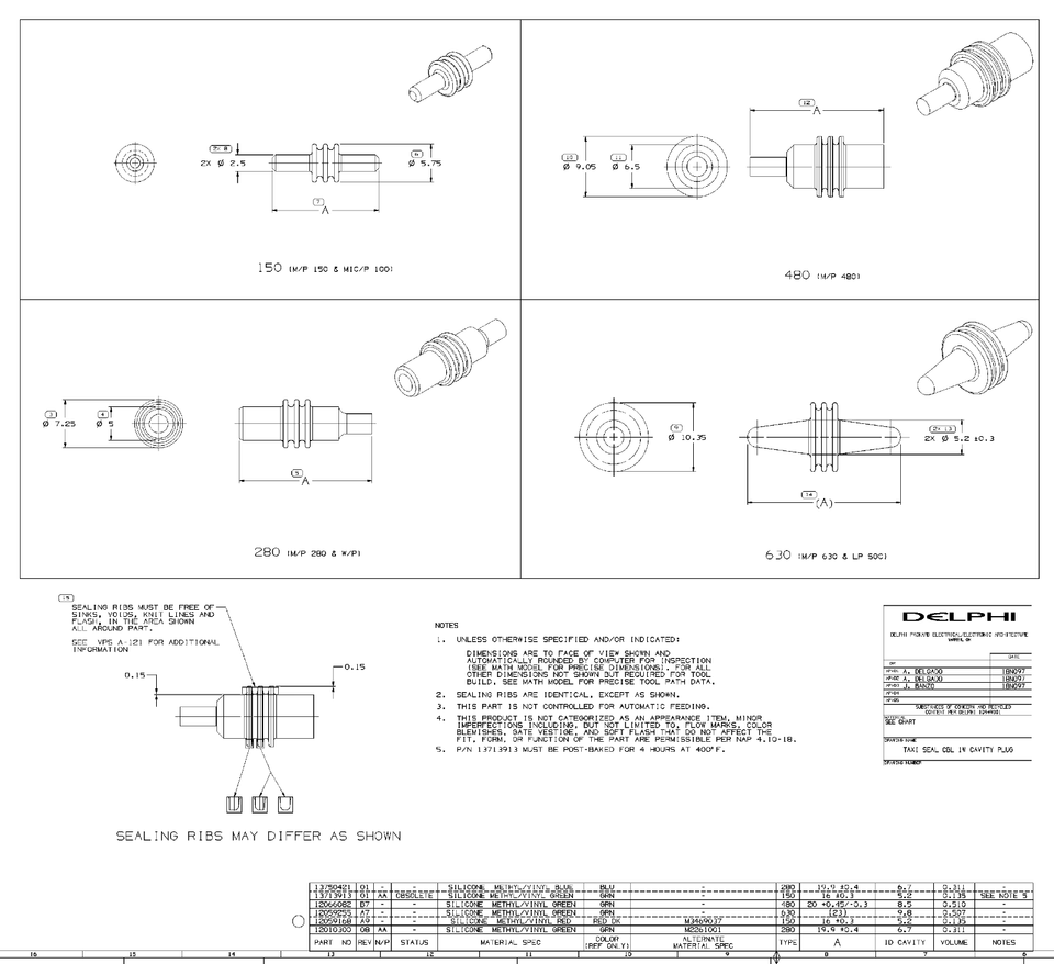 Delphi Weather Pack Metri-pack 280 Series Cavity Plugs Seal (Pack of 50 ...