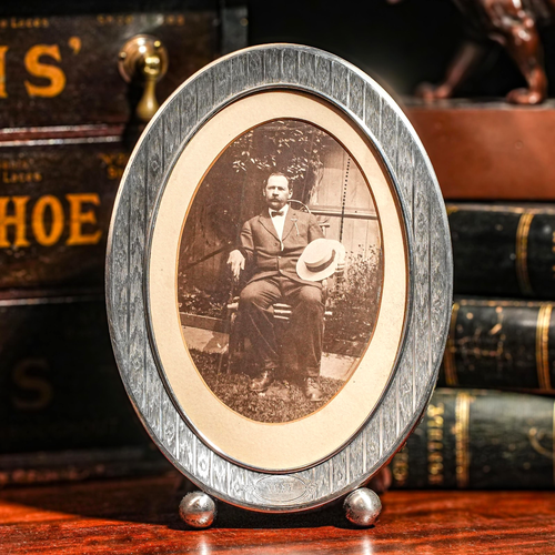 Stately Large Antique Sterling Silver Oval Picture Frame Period Photo ...