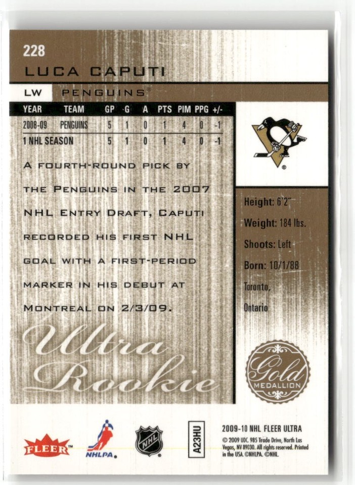 2009-10 Ultra #228 Luca Caputi Gold Medallion ☘️165 | eBay
