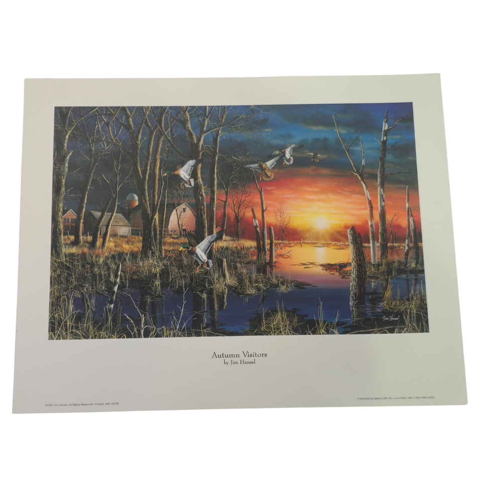 Jim Hansel Wildlife Art Prints Cabin Lake Ducks Geese 1997 Unframed ...