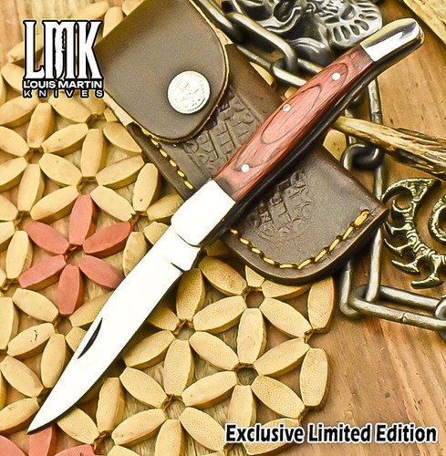 LMK Handmade AUS-8 Steel Folding Knife Hard Wood Slip Joint Lock ...