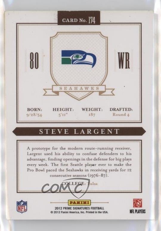 2012 Panini Prime Signatures /499 Steve Largent #174 HOF | eBay