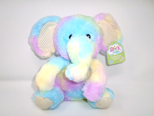 Spark Create Imagine Tie Dye Elephant Plush with Crinkle and Rattle ...