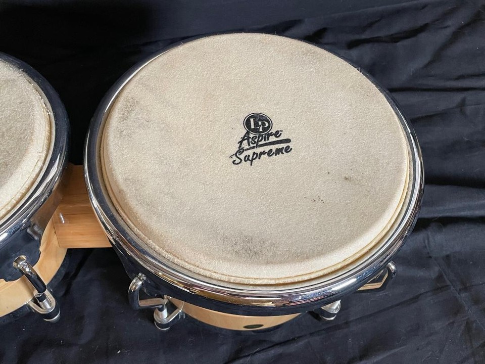 LP Latin Percussion Aspire Signature Bongo Drums Natural Wood Chrome ...