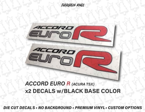Accord EURO R Decal Badge Emblem Set - BLACK OUTLINE Euro R JDM EDM TSX ...