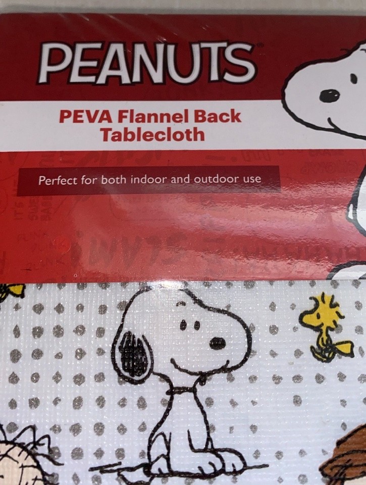 Peanuts Snoopy Charlie Brown Woodstock Tablecloth Vinyl 60”x 102” New ...