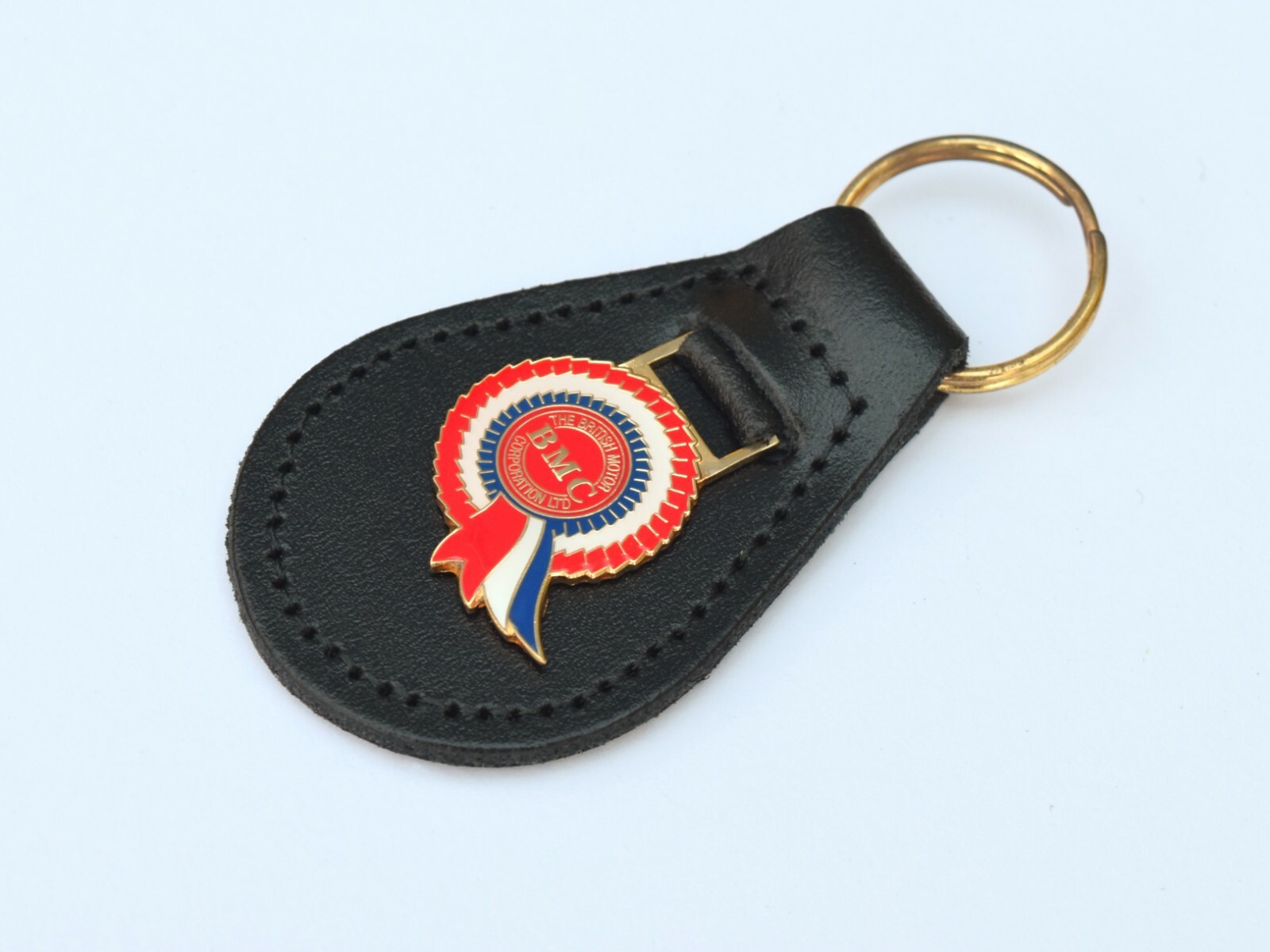BMC Rosette Gold, Red, White & Blue Enamel Genuine Leather Key Ring ...