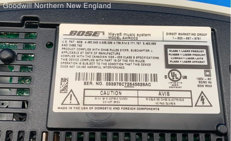 Bose AWRCC2 Wave Tabletop Radio w/CD Player - No Remote & CD In-Op ...