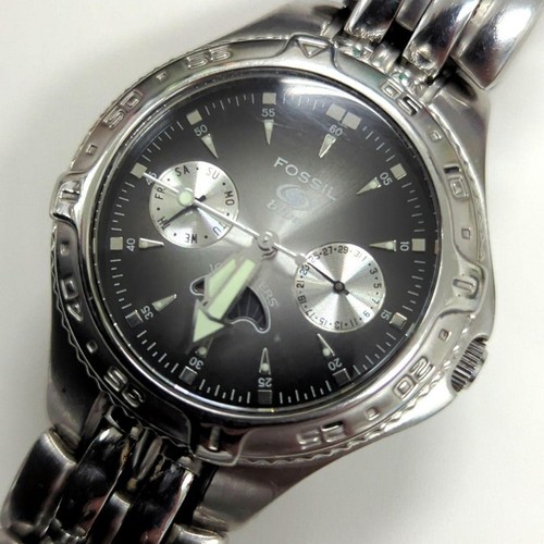 [Fonctionnement régulier] Montre Homme Fossil QZ Chronograph Sun & Moon ...