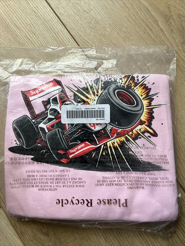 Supreme Crash F1 Racer Tee T-shirt Light Pink Men's size Large Formula ...
