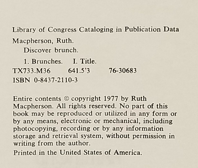 Discover Brunch : A New Way of Entertaining by Ruth Macpherson (1977 ...