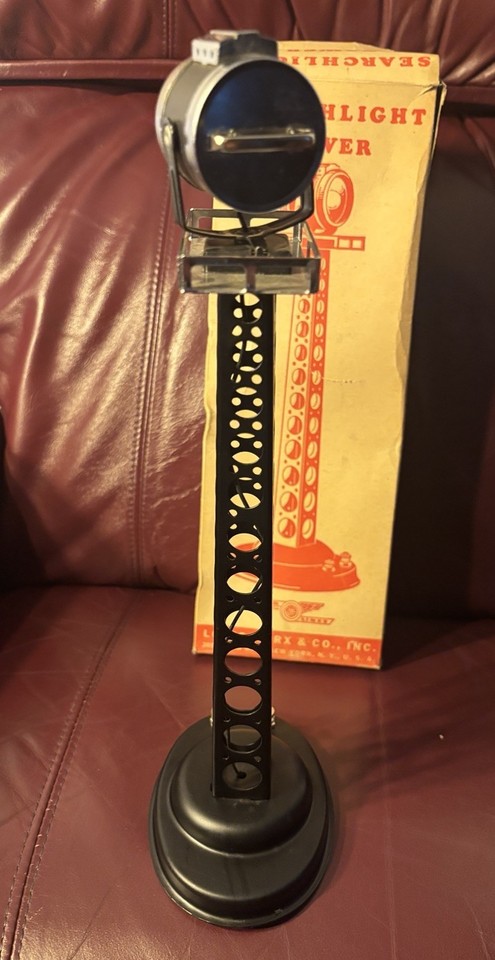 MARX 436 Searchlight Tower 13 3/4" Tall Black Spotlight Metal chrome ...