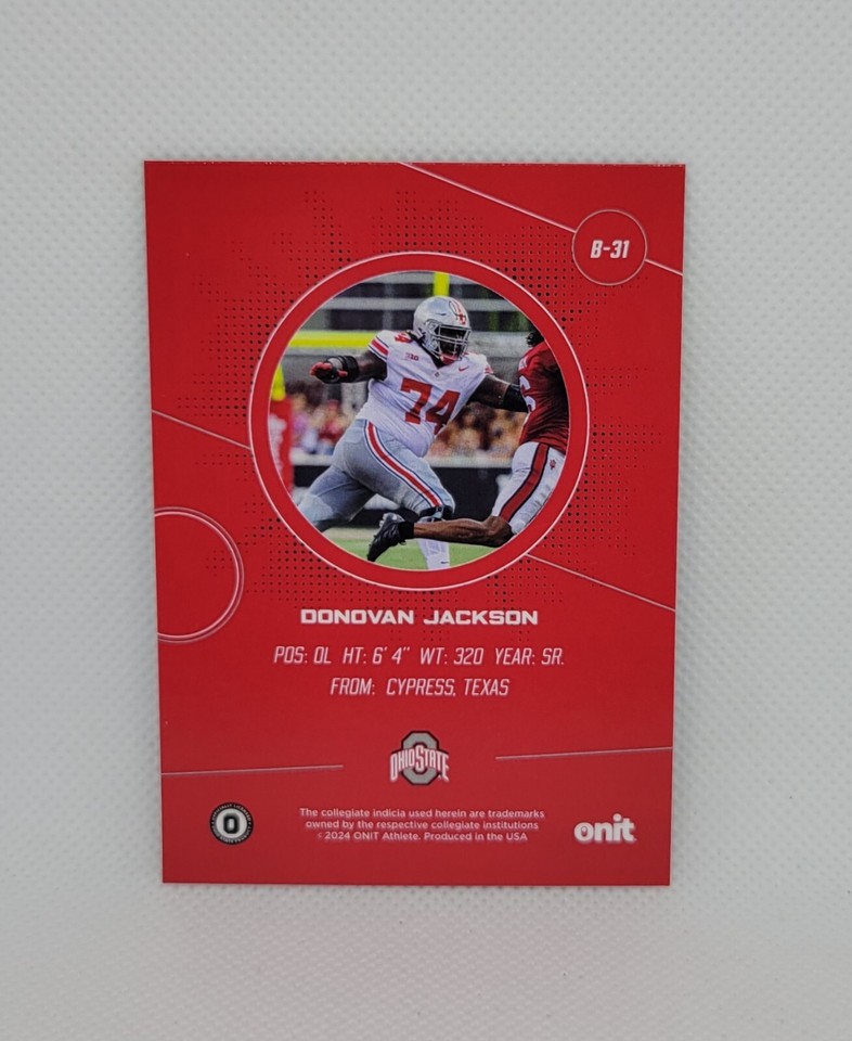 💥 Donovan Jackson 2024 Onit Athlete Ohio State Buckeyes Football Red ...
