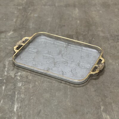 1930s Art Deco Vintage MCM Glass Butlers Tray Platter With Gold Rim ...