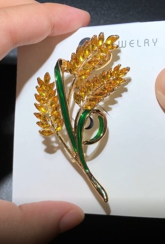 Rhinestone Wheat Brooches Fashion Metal Party Pins Women's Casual ...