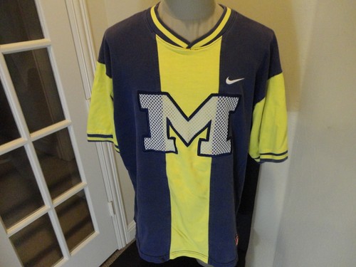 Vtg 90's Blue Yellow COLOR BLOCK Michigan Wolverines NCAA Jersey Shirt ...