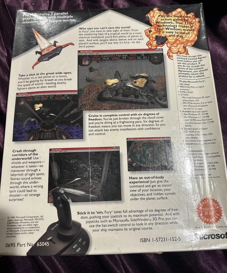 Microsoft Fury 3 Big Box Edition PC NEW & SEALED Win 95 1995 CD Rom ...