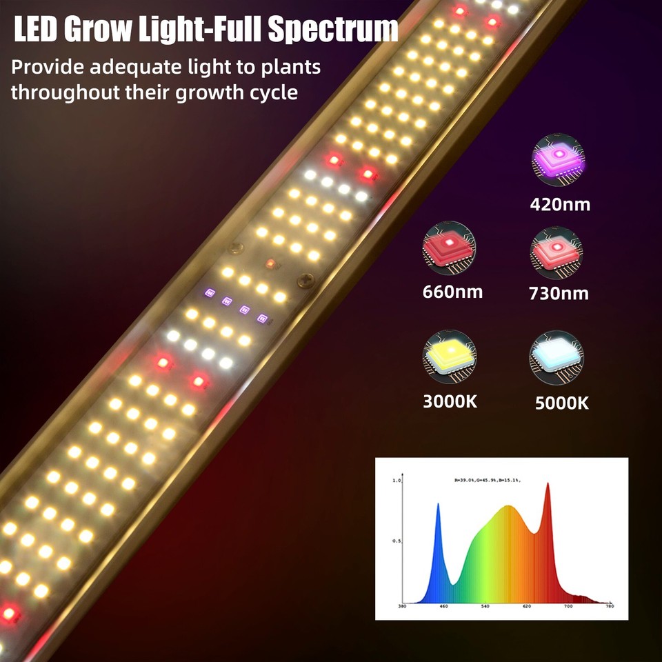 640W 6 Bar LED Grow Light Full Spectrum Linkable Seedling Veg ...