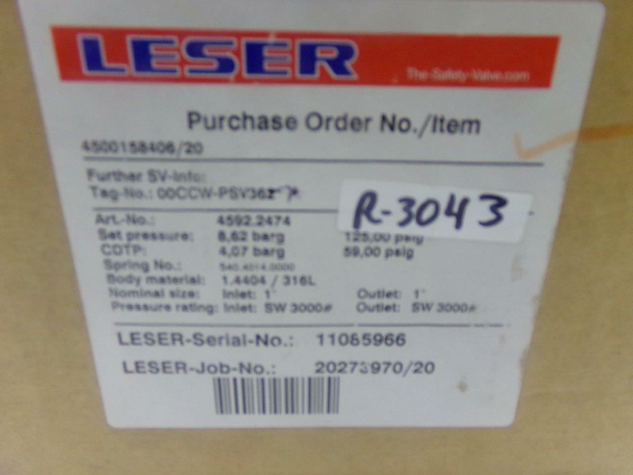 Leser 00FG-PSV-200 4592.2473 NPT 3/4" 300 PSI (U3) Pressure Relief ...