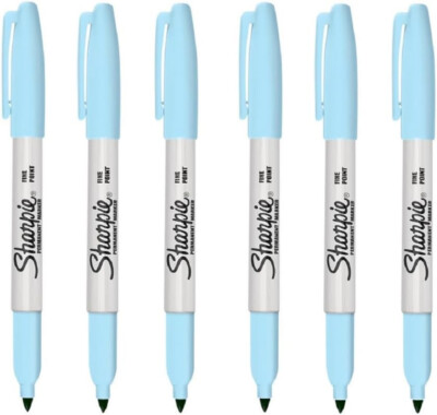 Sharpie Fine Permanent Marker Pen Limited Edition Light Blue Topaz 6 ...
