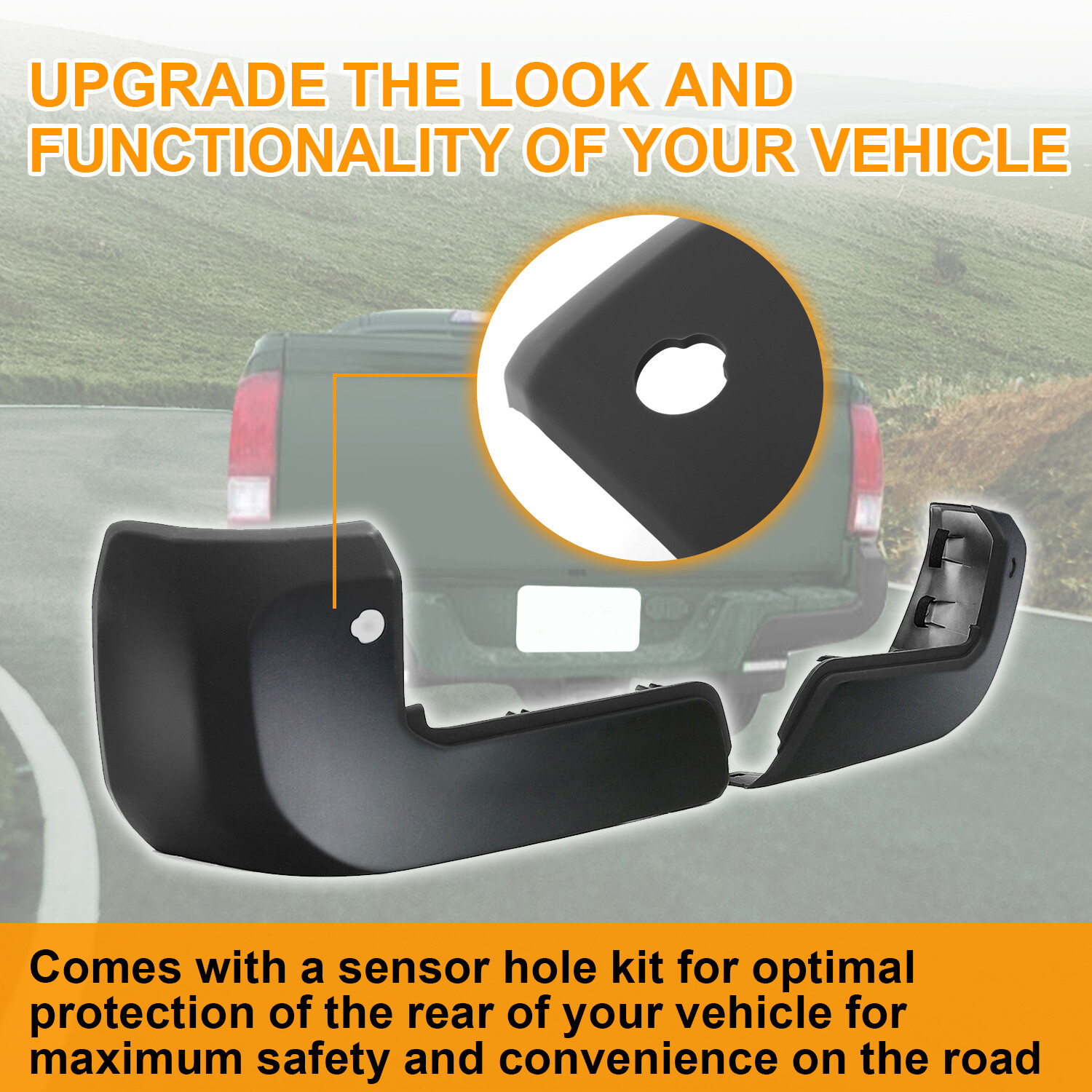 Rear Bumper End Caps Black W/ Sensor Hole Set Pair For Toyota Tacoma ...