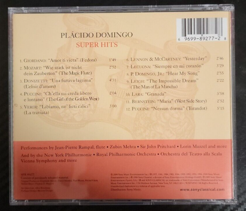 Super Hits: Placido Domingo (CD, Aug-2000, Sony Music Distribution (USA ...