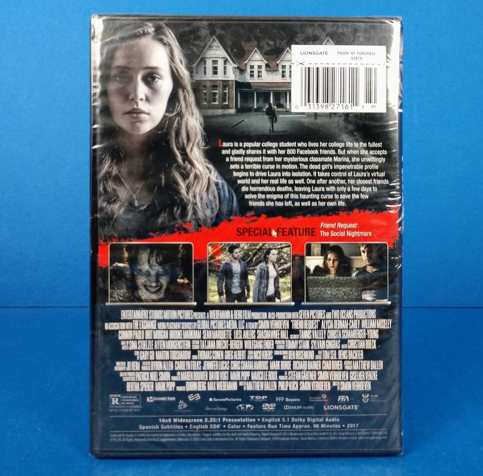 Friend Request (DVD) • NEW • Alycia Debnam-Carey, William Moseley ...
