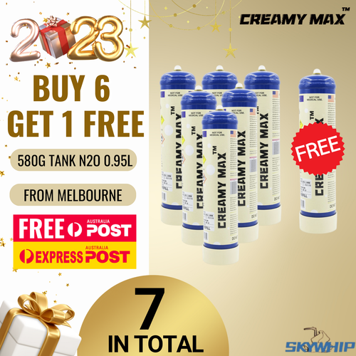 CreamyMax 1 - 12 tanks 580g Whipped Cream Chargers 0.95L Cylinder + Free Nozzles | eBay