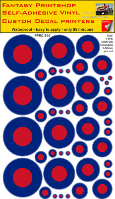 RAF Roundels Mixed Pack Vinyl Sticker Decals Type LOW VIS Roundel 5mm ...