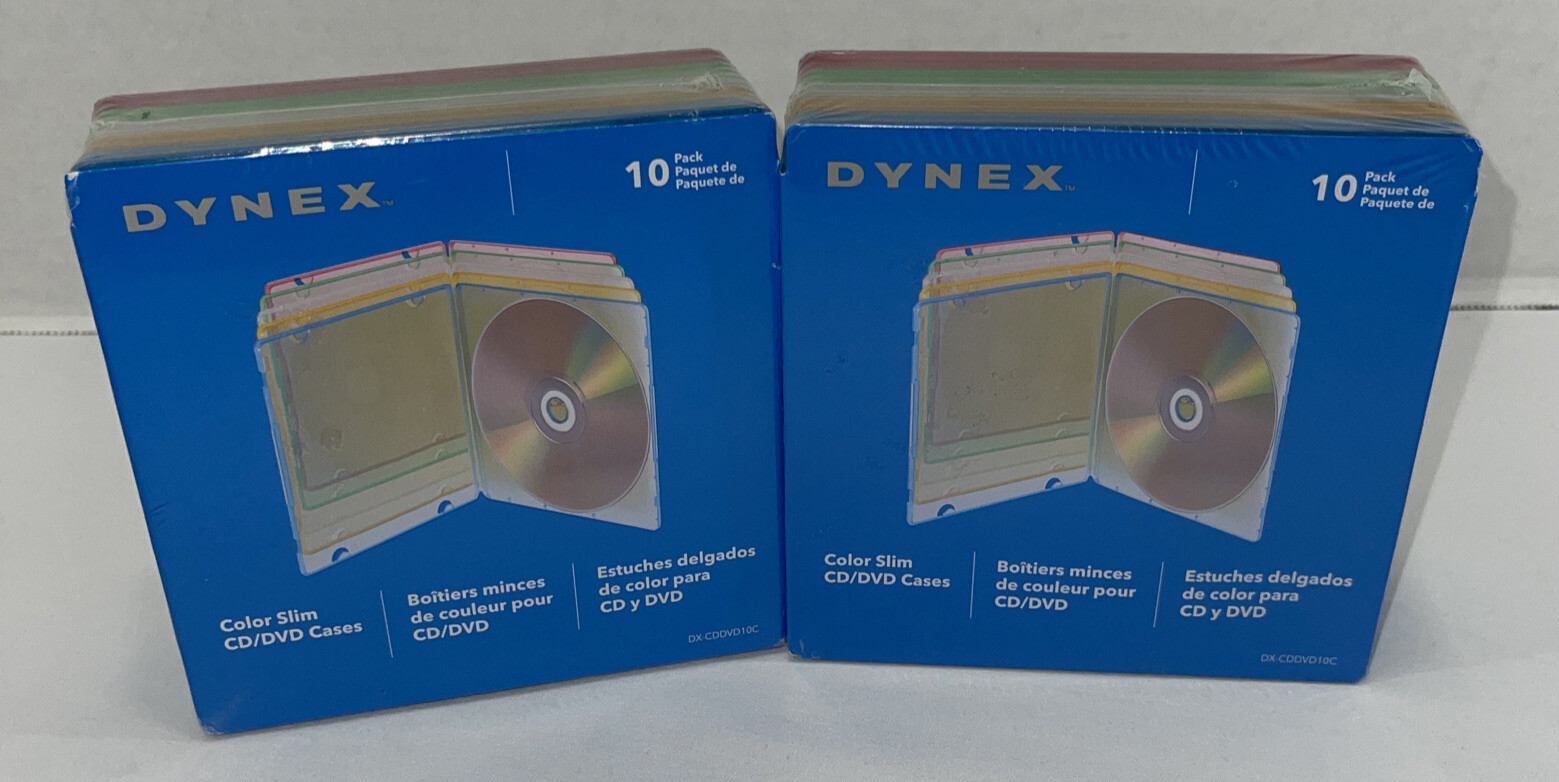 Dynex- Color Slim CD/DVD/Blu-ray Cases 2 Packs Of 10 Multicolor Cases ...