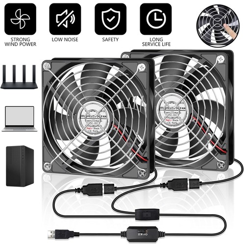 140mm Fan USB Powered Fans Quiet Computer Cooling Fan with 3 Speeds ...