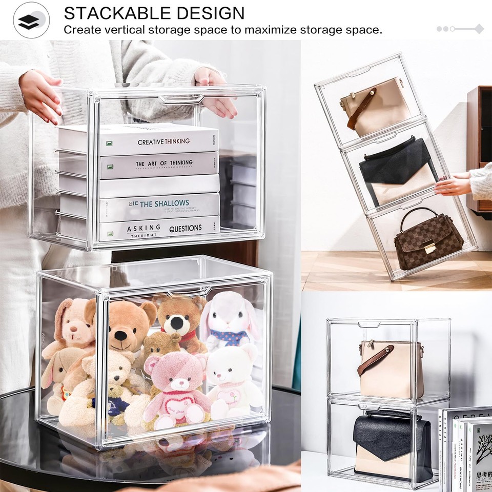 4 Pack Clear Plastic Handbag Storage Organizer Acrylic Display Case for ...