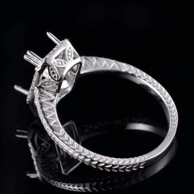 14K White Gold Emerald Cut 8×6mm Semi Mount Octagon Ring Setting ...