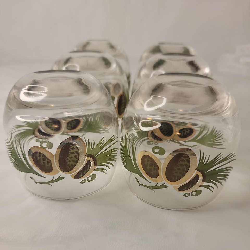 Vintage Federal Roly Poly Barware Coconut Tiki Set 6 Glasses Gold Green ...