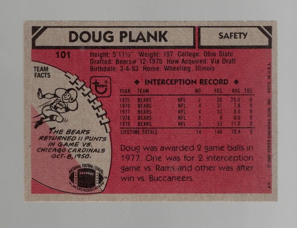 1980 Topps #101 Doug Plank Excellent/NM | eBay