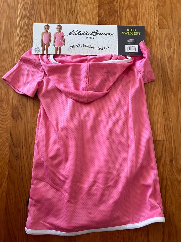 NEW with tags Eddie Bauer girls swim suit & cover up size 5 - Pink | eBay