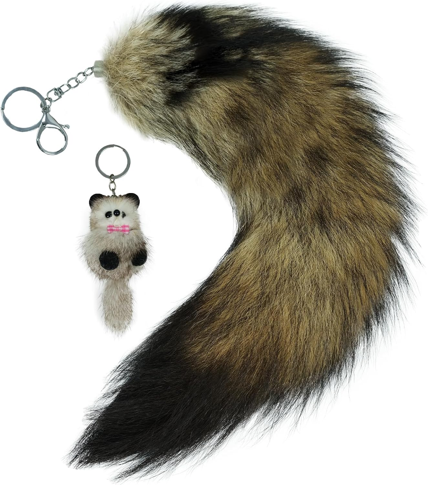 Fox Tail Fur Keychain Cosplay Toy Party Costume Furry Wolf Tails ...