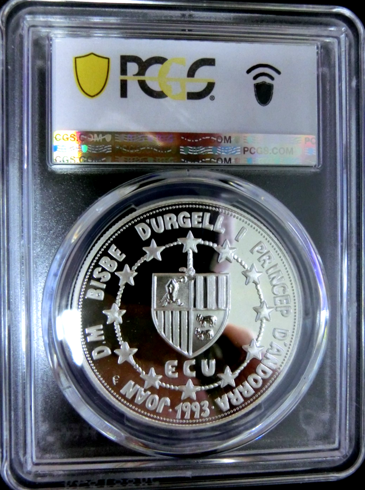 PCGS PR69DCAM Gold Shield-Andorra 1993 St. George Silver 10 D Almost ...