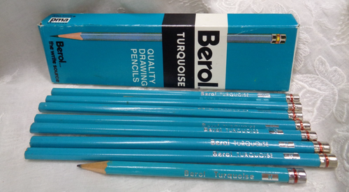Vtg BEROL Drawing Pencils TURQUOISE (7) H #119 (1) H #2203 ~ Made in ...