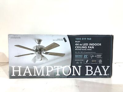 Hampton Bay Riley 44 in. Indoor LED Brushed Nickel Ceiling Fan New | eBay
