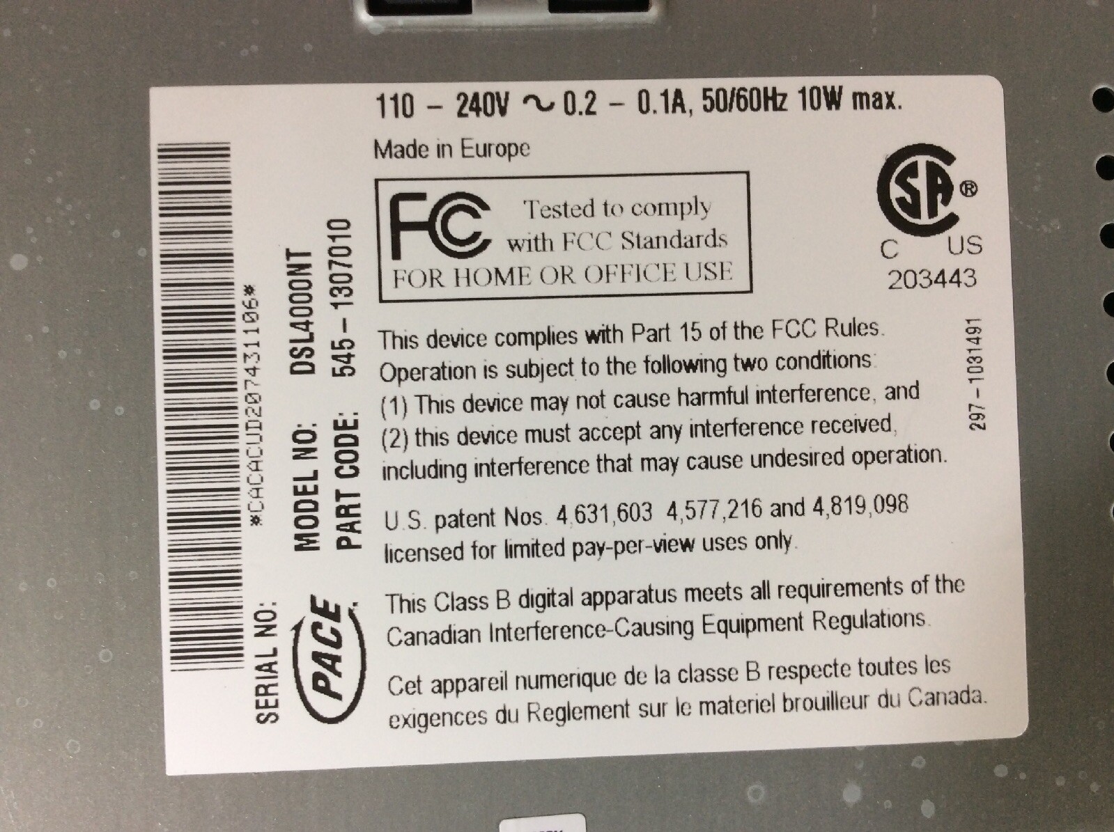 Pace VBrick DSL 4000 MPEG-2 Single Channel Decoder DSL4000NT TV Tuner ...