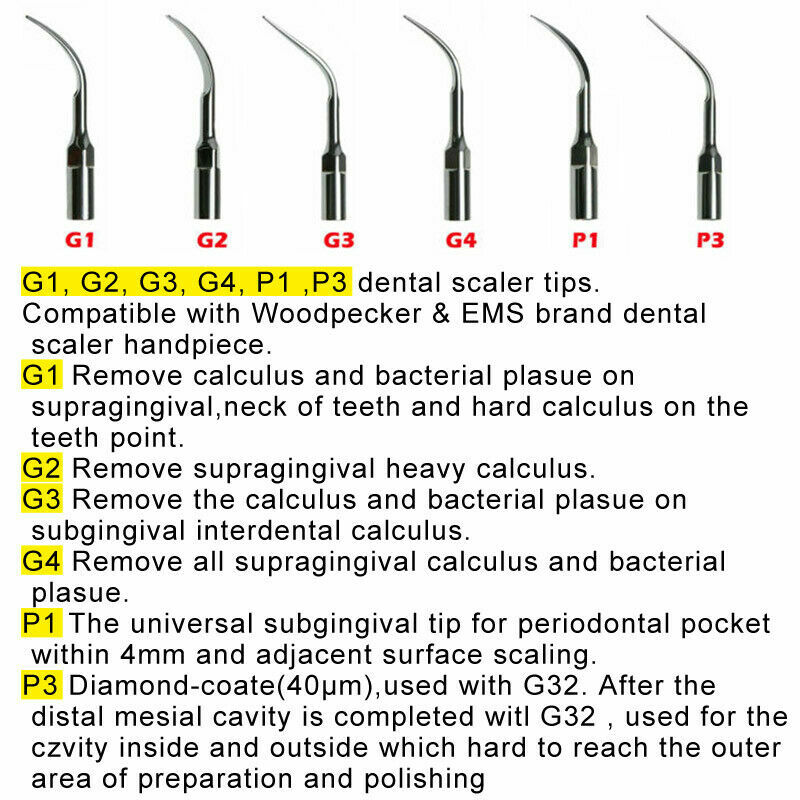 10× Dental Ultrasonic Piezo Scaler Tips fit Woodpecker EMS DTE SATELEC ...