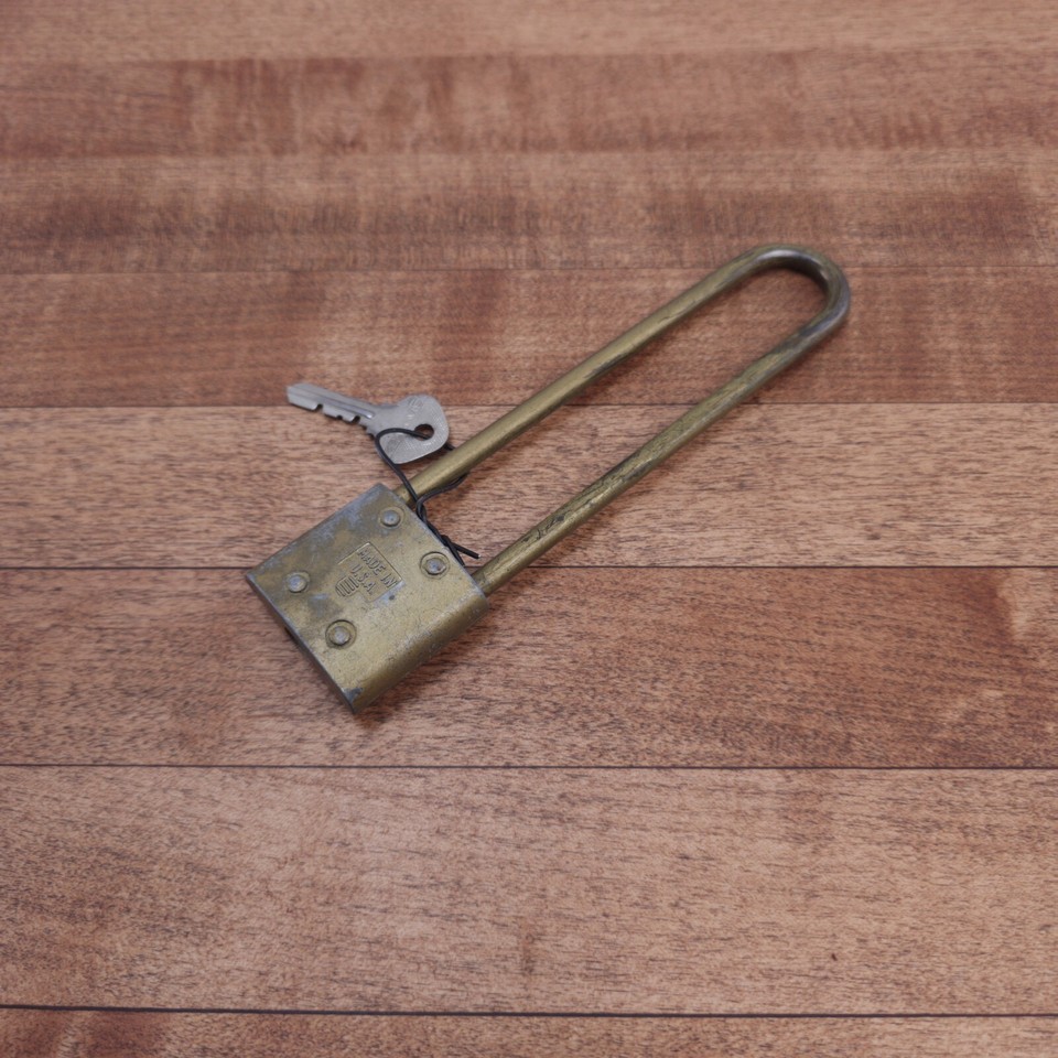 VINTAGE EXTRA LONG PADLOCK LOCK SLAYMAKER Rustless, WORKS, WITH KEY 7 ...