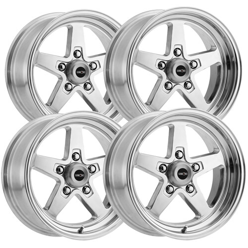 (Set of 4) Vision 571 Sport Star 15x8 5x4.5" +0mm Polished Wheels Rims ...