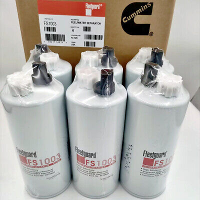 New 6PCS FleetGuard FS1003 Fuel Filter with Water Separator Part Number ...