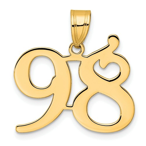 14K Yellow Gold Polished Number 98 Pendant | eBay