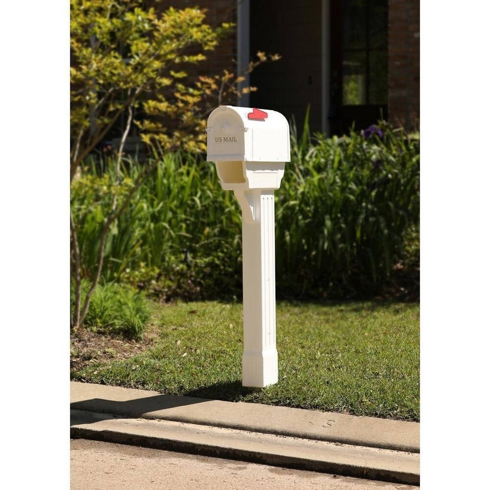 Mailbox Post Mount Mail Box Weather Resistant Outdoor Plastic Durable ...