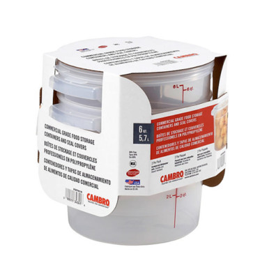 Cambro Round Translucent Container with Lid 6 qt., 2 pk. FREE shipping ...