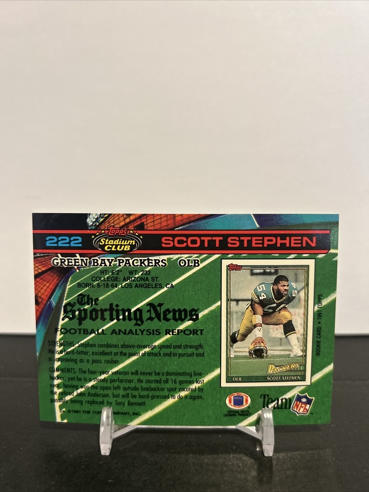 1991 Stadium Club Football Scott Stephen Rookie Green Bay Packers #222 | eBay
